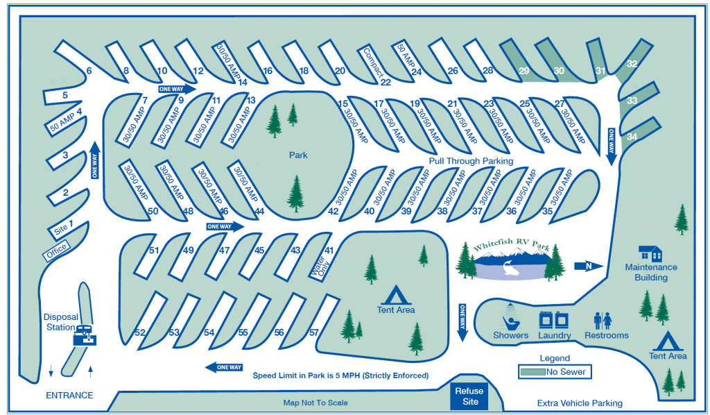 RV Camping Site Map & Rates | Whitefish RV Park, Montana